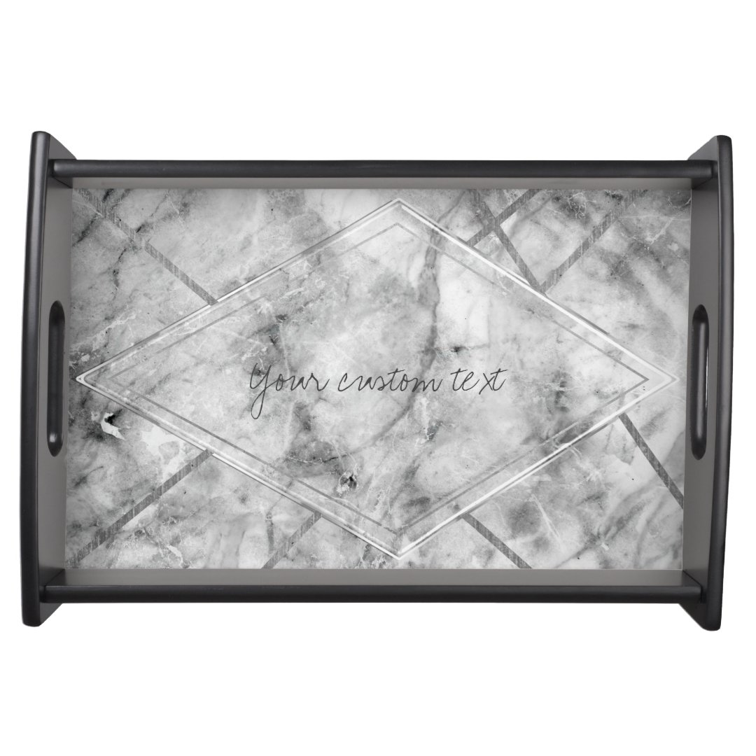 Grey & White Marble Glam Chic Elegant Designer Serving Tray | Zazzle