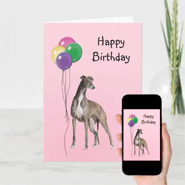 Greyhound, Birthday Balloons Card | Zazzle