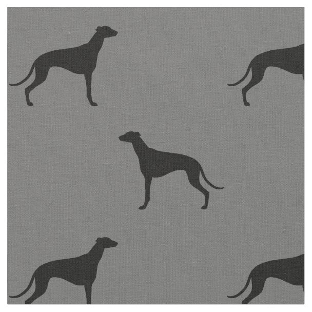 Black Greyhound Standing Dog Art Fabric | Zazzle