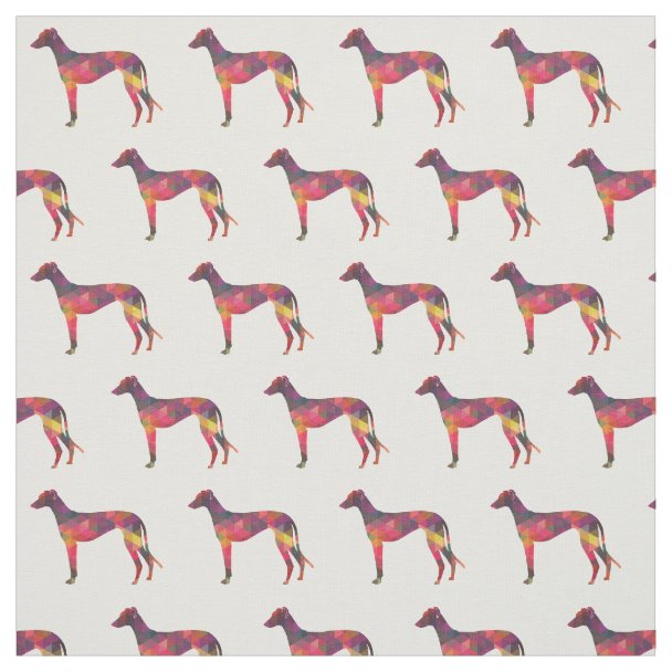Greyhound Geometric Pattern Silhouette Plaid Fabric | Zazzle