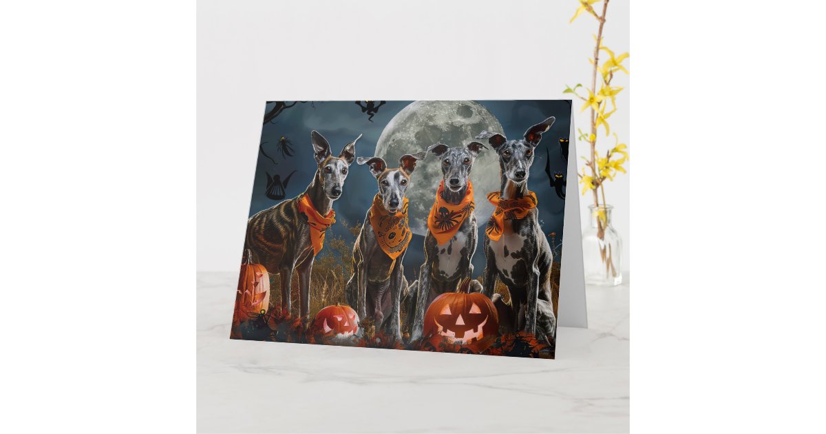Greyhound Halloween Spooky Card | Zazzle