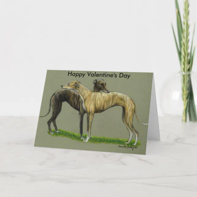 "Greyhound Hug" Happy Valentine's Day Card | Zazzle