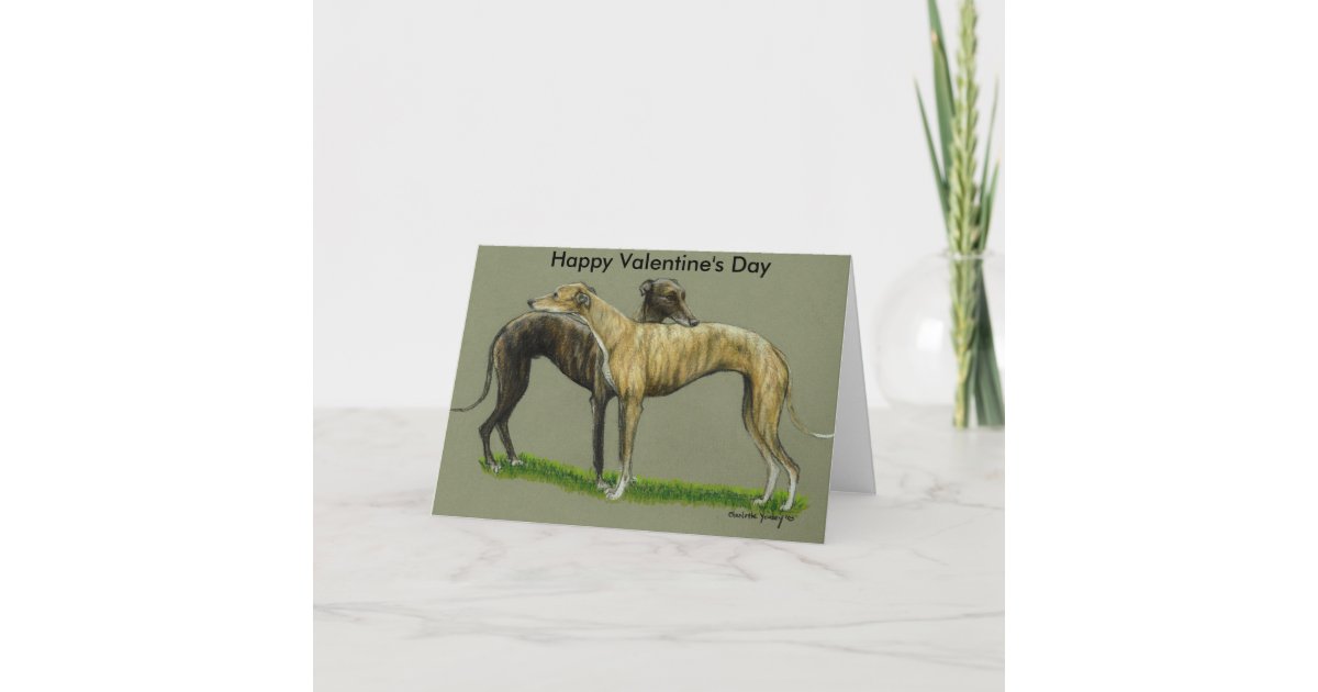 "Greyhound Hug" Happy Valentine's Day Card | Zazzle