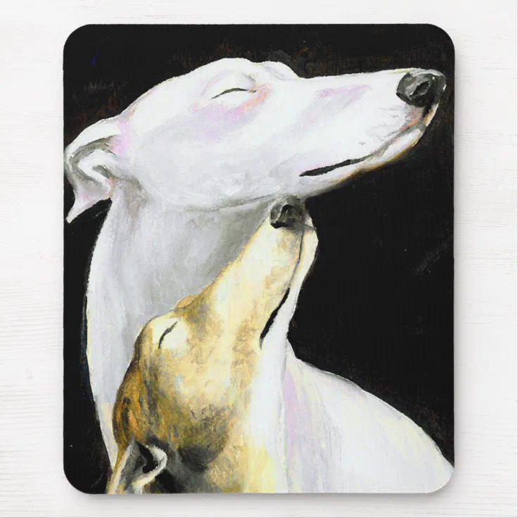 "Greyhound Love" Dog Art Mousepad | Zazzle
