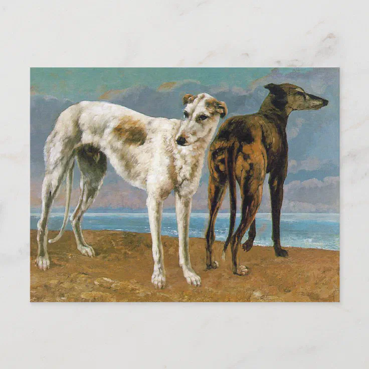 Greyhound Painting - Two Greyhounds - Vintage Art Postcard | Zazzle