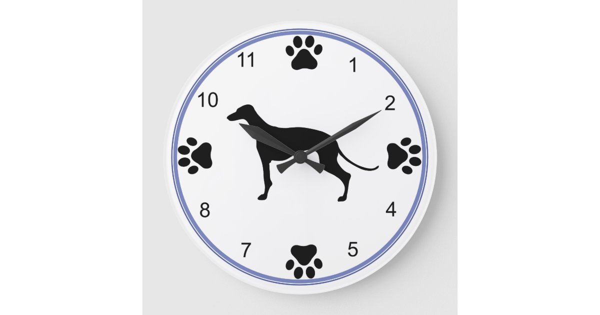 Greyhound Silhouette Large Clock | Zazzle