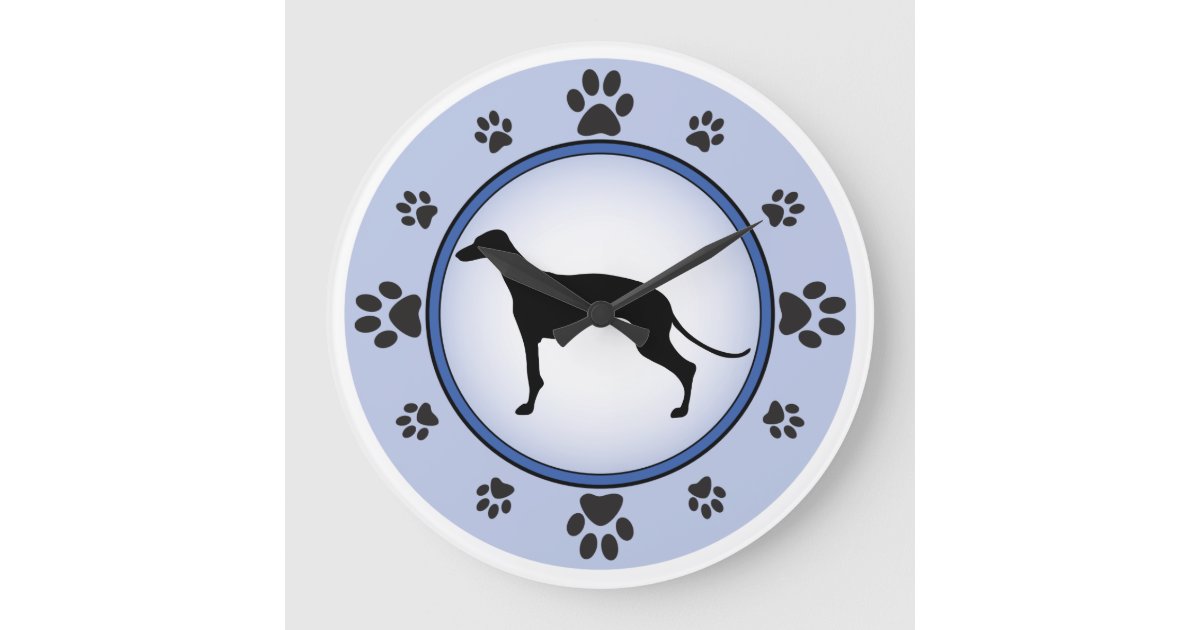 Greyhound Silhouette Large Clock | Zazzle