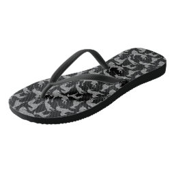 Greyhound Silhouettes Faux Glitter Silver Flip Flops | Zazzle