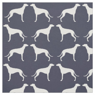 Greyhound Dog Silhouettes Pattern Grey and Black Fabric | Zazzle