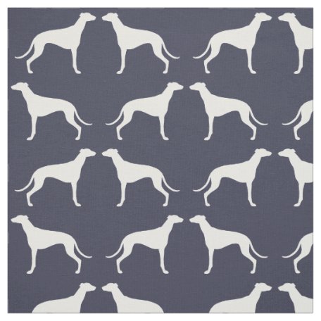 Greyhound Dog Silhouettes Pattern Grey and Black Fabric | Zazzle