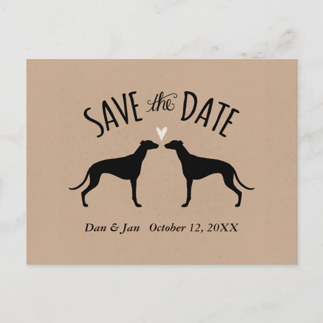 Greyhound Silhouettes Wedding Save the Date Announcement Postcard | Zazzle