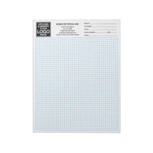 Grid 5 squares per Inch - Graph Calcpad Logo Notepad | Zazzle