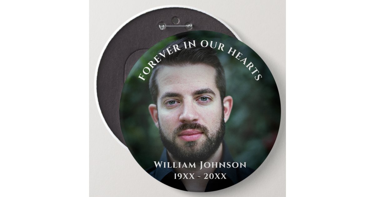 Grief Remembrance Celebration Of Life Custom Photo Button | Zazzle