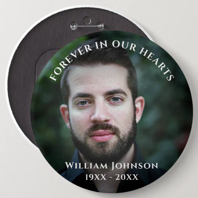 Grief Remembrance Celebration Of Life Custom Photo Button | Zazzle