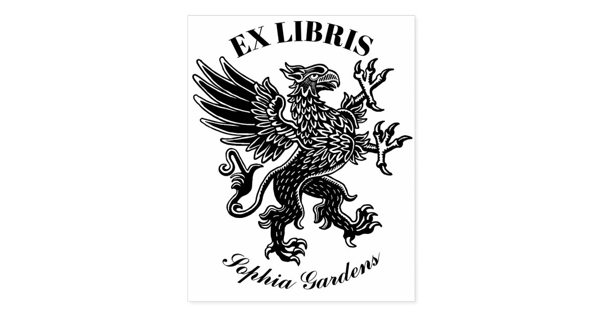 Griffin Ex Libris Rubber Stamp | Zazzle