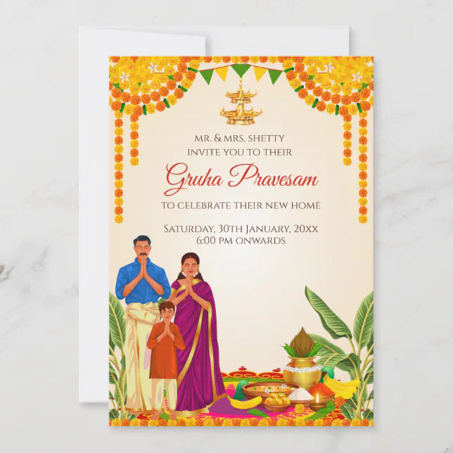 Grihapravesh invite Digital Gruhapravesham invite | Zazzle