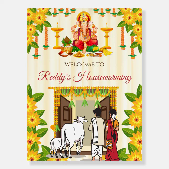 Grihapravesh signs Gruhapravesham welcome sign | Zazzle