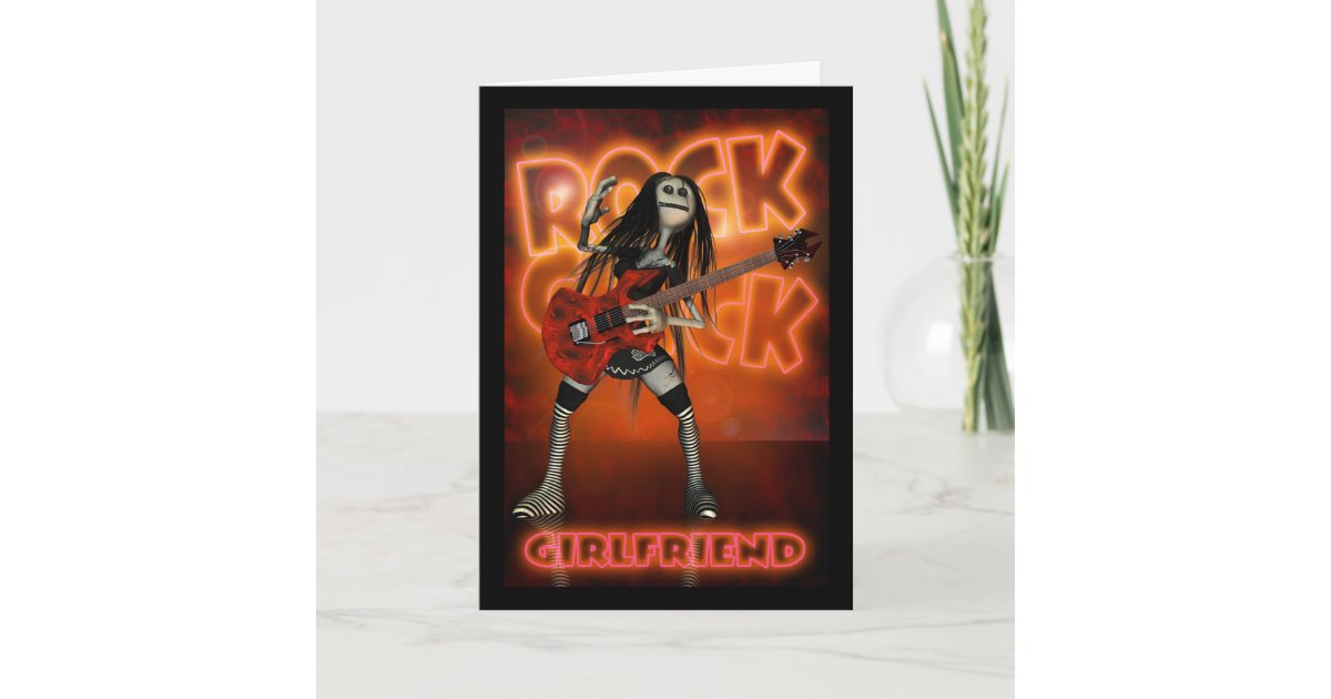 Grilfriend Rock Chick Birthday Card Moonies rag do | Zazzle