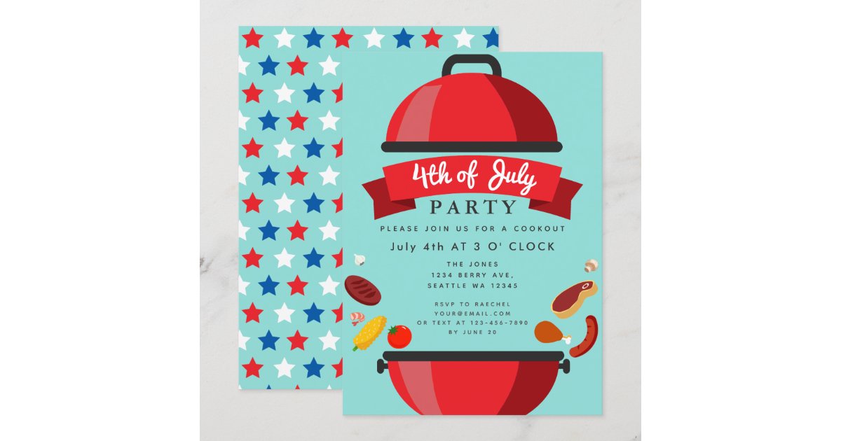 Grill 4TH of July Cookout Invitation | Zazzle