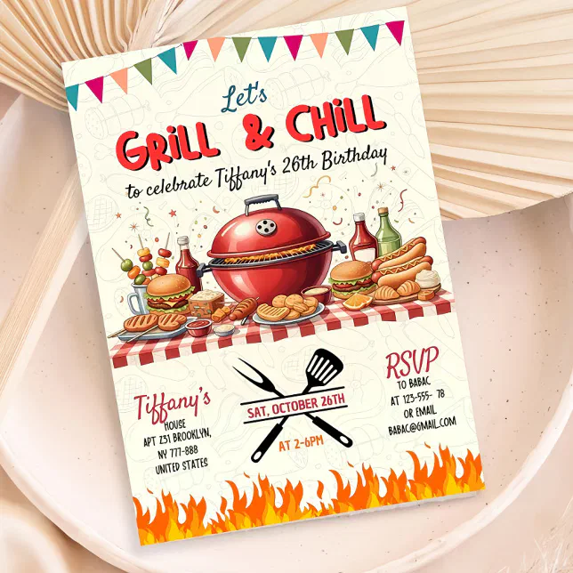 Grill And Chill Invitation, Editable Bbq Birthday Invitation | Zazzle