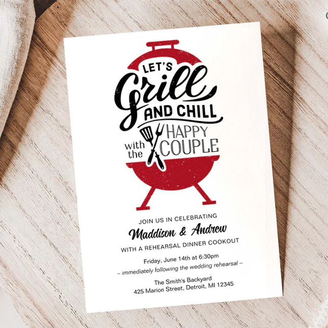 Grill and Chill Rehearsal Dinner Invitation | Zazzle