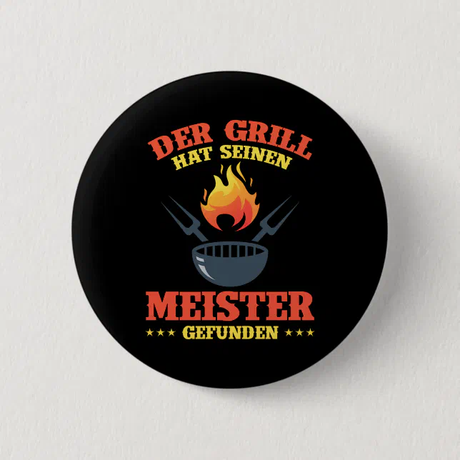 Grill Barbecue BBQ Grillmeister Chef Grillchef Gif Button | Zazzle