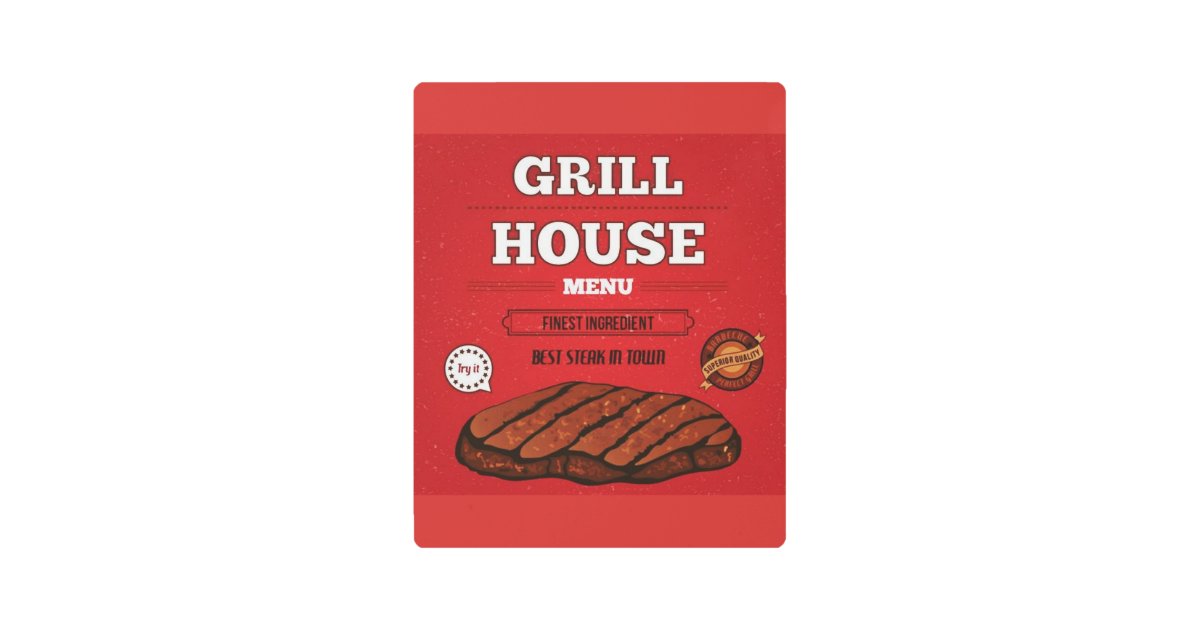 Grill House Steak Menu Metal Print | Zazzle