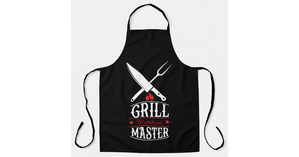 Grill Master Barbeque BBQ Personalized Apron | Zazzle