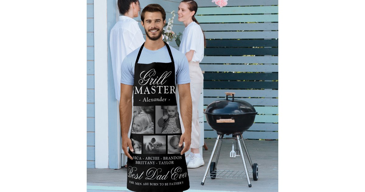 Grill Master Father Photo Collage Apron | Zazzle