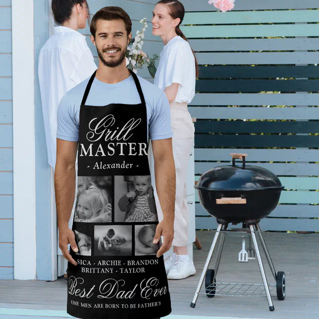 Grill Master Father Photo Collage Apron | Zazzle