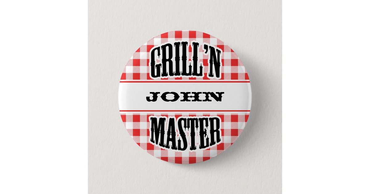 Grill Master Name Personalized Badge Tag Pinback Button | Zazzle