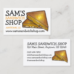 Grilled Toasted Cheese Sandwich Food Chef Diner Business Card | Zazzle