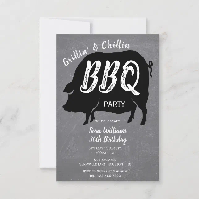 Grillin' And Chillin' BBQ Birthday Party Invitation | Zazzle