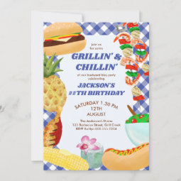 Grillin and Chillin BBQ Birthday Party Invitation | Zazzle