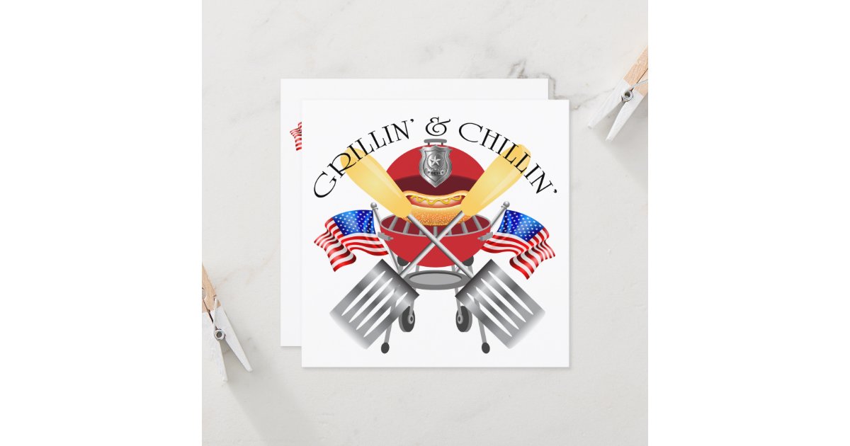 Grillin' and Chillin' Police Cookout Invitation | Zazzle