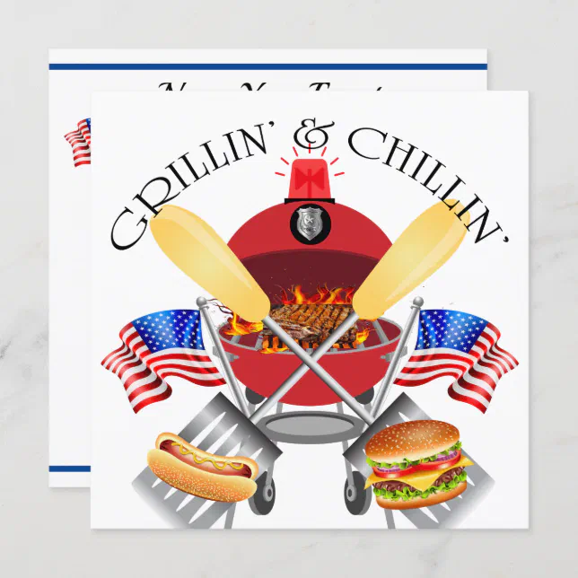 Grillin' and Chillin' Police Dept Invitation | Zazzle