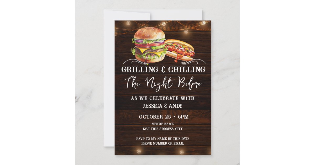 Grilling and Chilling Night Before BBQ Invitation | Zazzle