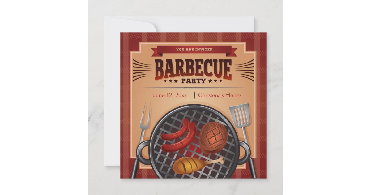 Grilling Time BBQ Party Invitation | Zazzle