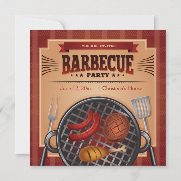 Grilling Time BBQ Party Invitation | Zazzle.com