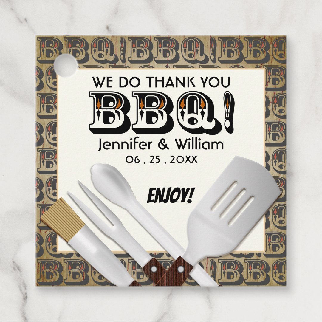 Grilling Tools Barbecue Party | Thank You Favor Tags | Zazzle