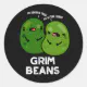 Grim Beans Funny Veggie Puns Dark BG Classic Round Sticker | Zazzle