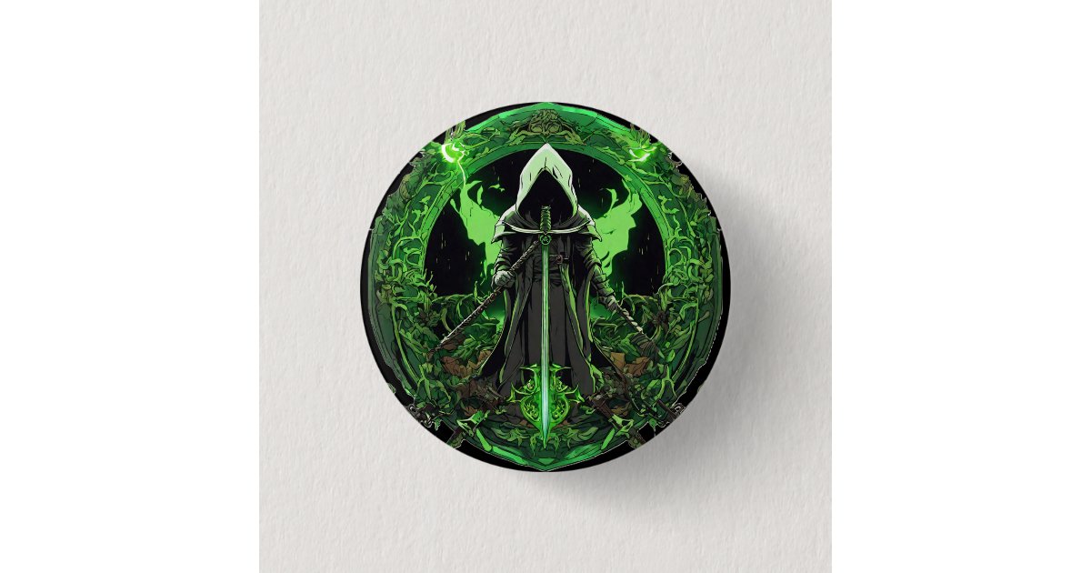 Grim Reaper Emblem In Green6 Button | Zazzle