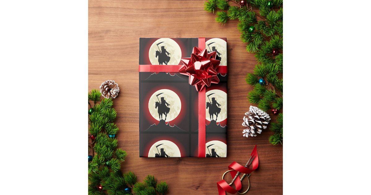 Grim Reaper Full Moon Wrapping Paper | Zazzle