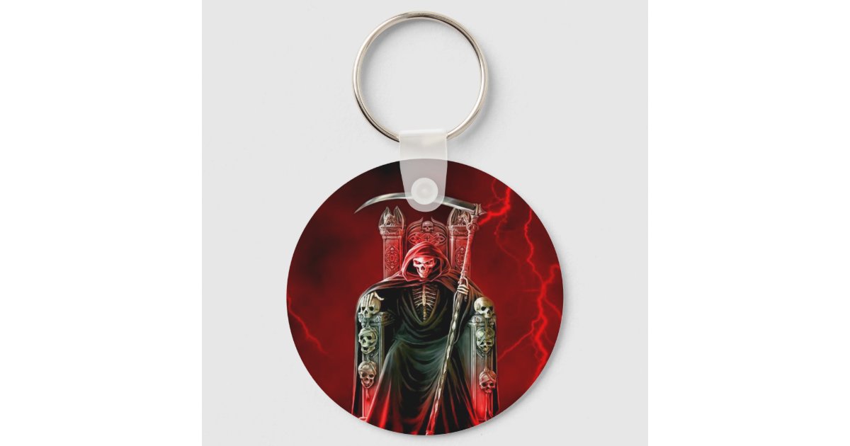 Grim Reaper On His Throne Keychain | Zazzle