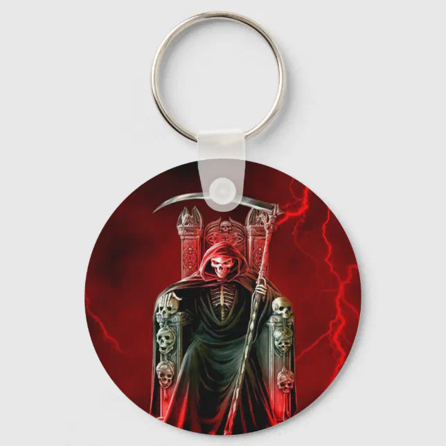 Grim Reaper On His Throne Keychain | Zazzle