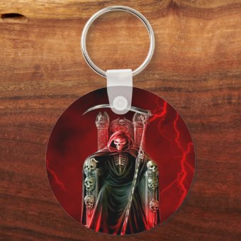 Grim Reaper On His Throne Keychain | Zazzle