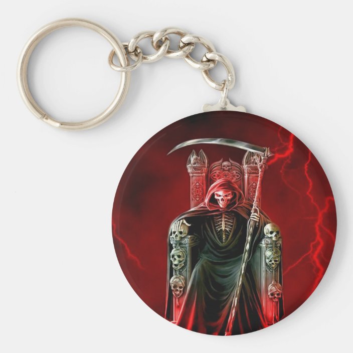 Grim Reaper On His Throne Keychain | Zazzle.com