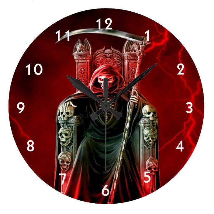 Grim Reaper On His Throne Large Clock | Zazzle.com