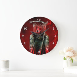 Grim Reaper On His Throne Large Clock | Zazzle