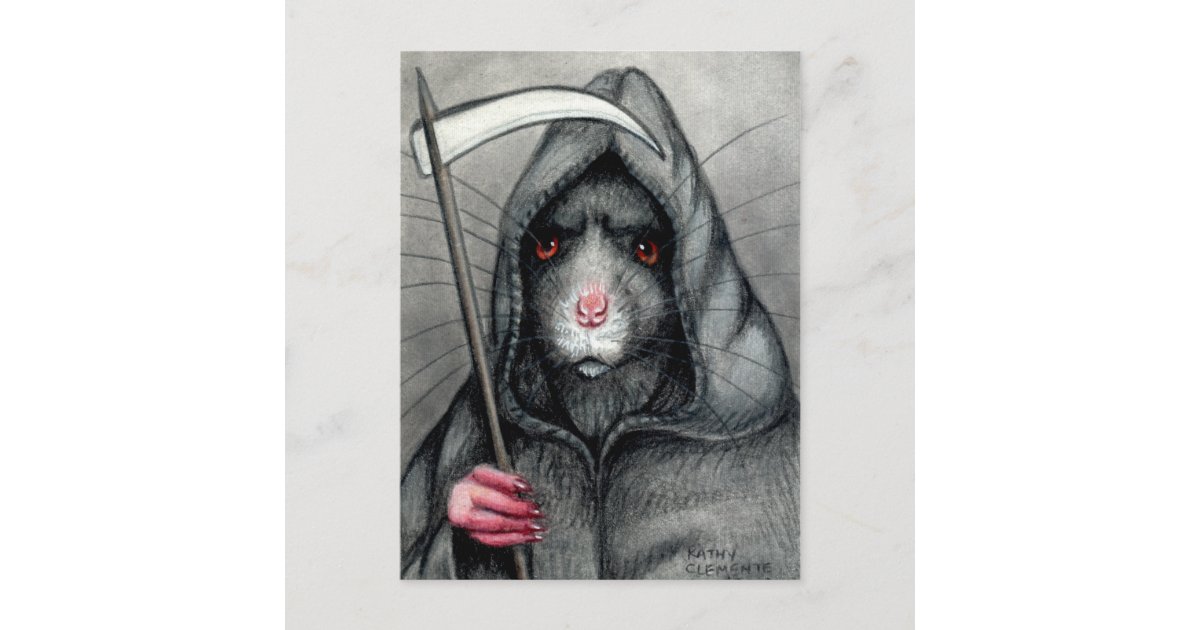 Grim Reaper Rat Postcard | Zazzle